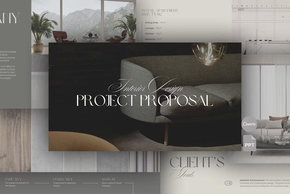 Interior Design Project Proposal Presentation Template (Canva & MS Pow ...